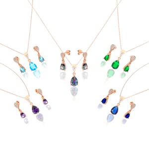 Personalized Birthstone Jewelry Set | Birthstone Stud Earrings | Unique ...