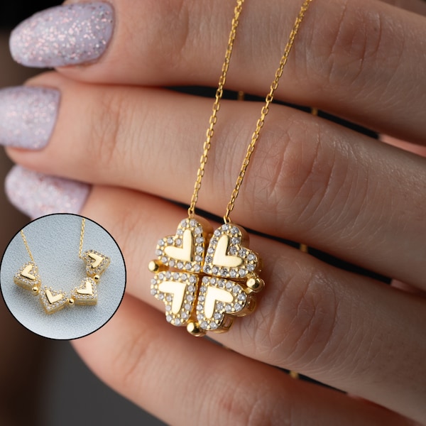Heart Clover Necklace - Etsy