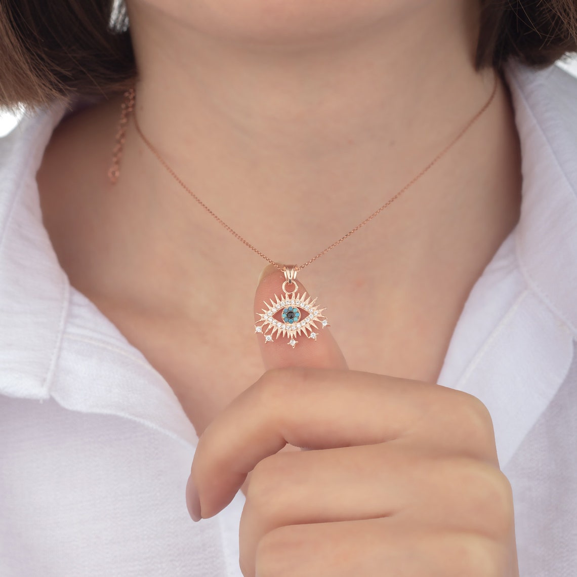 Silver Evil Eye Necklace Guardiain Eye Necklace Protector - Etsy