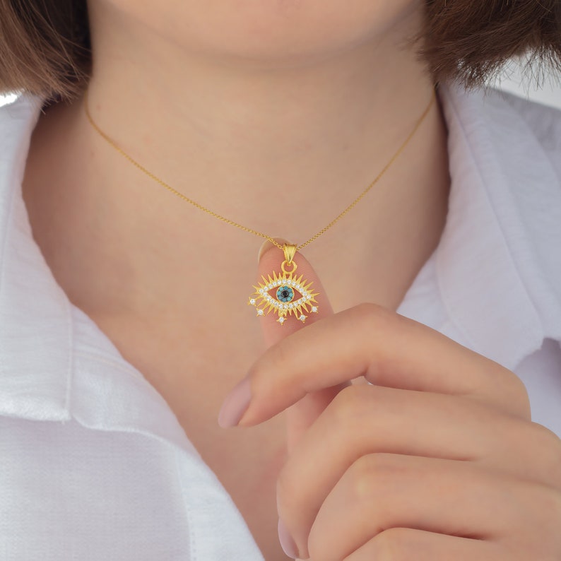 Silver Evil Eye Necklace Guardiain Eye Necklace Protector - Etsy