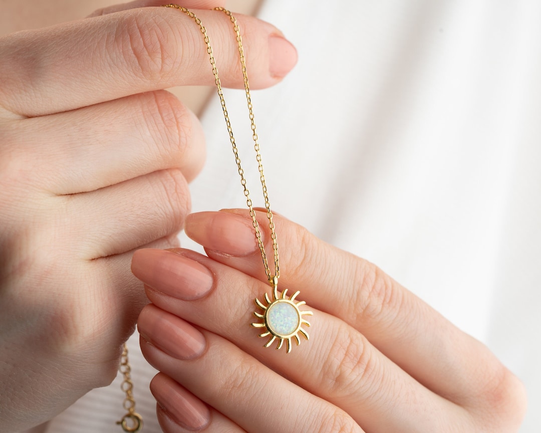 Minimalist Mother of Pearl and Gold Sun Necklace | Pearl Sun Necklace ...
