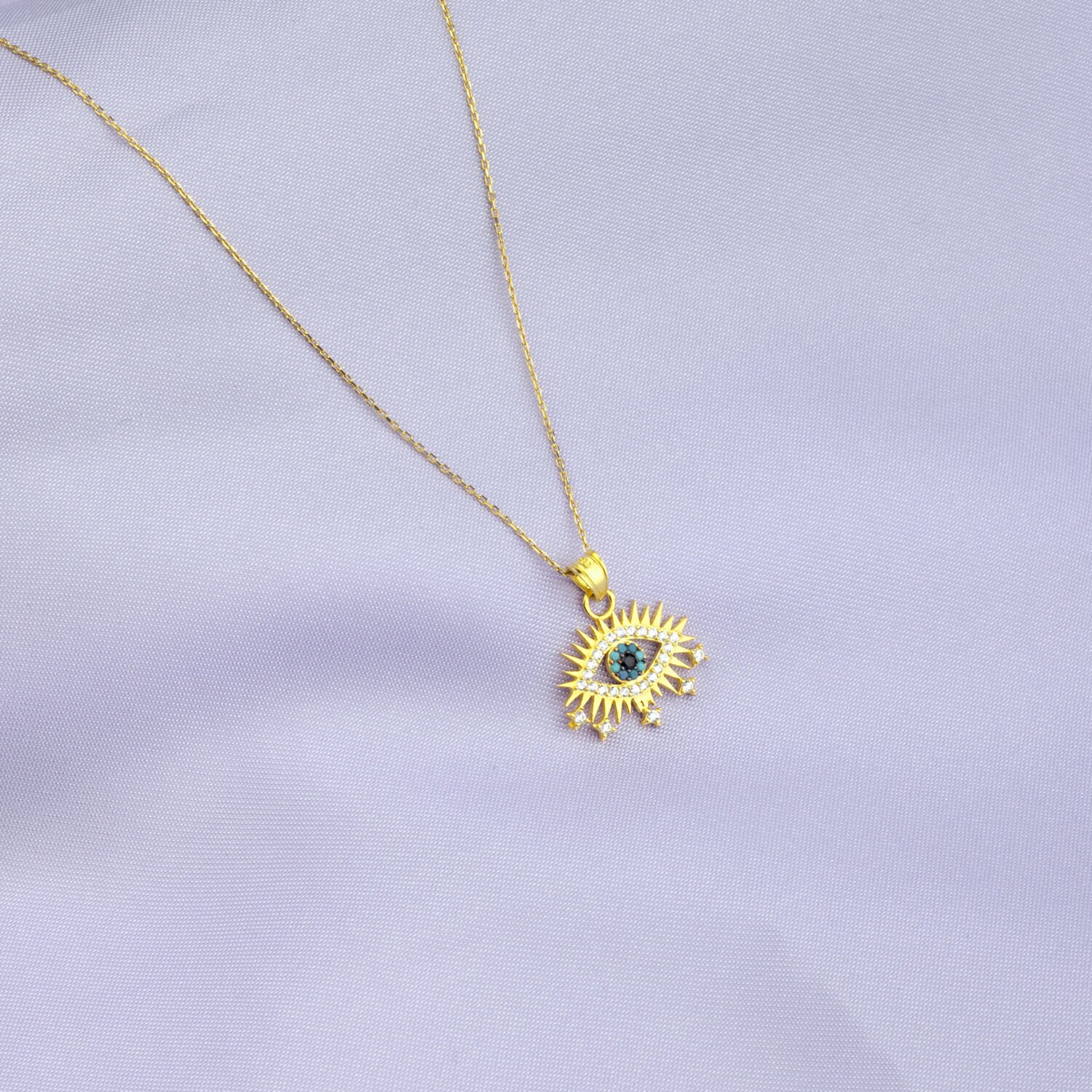 Silver Evil Eye Necklace Guardiain Eye Necklace Protector - Etsy