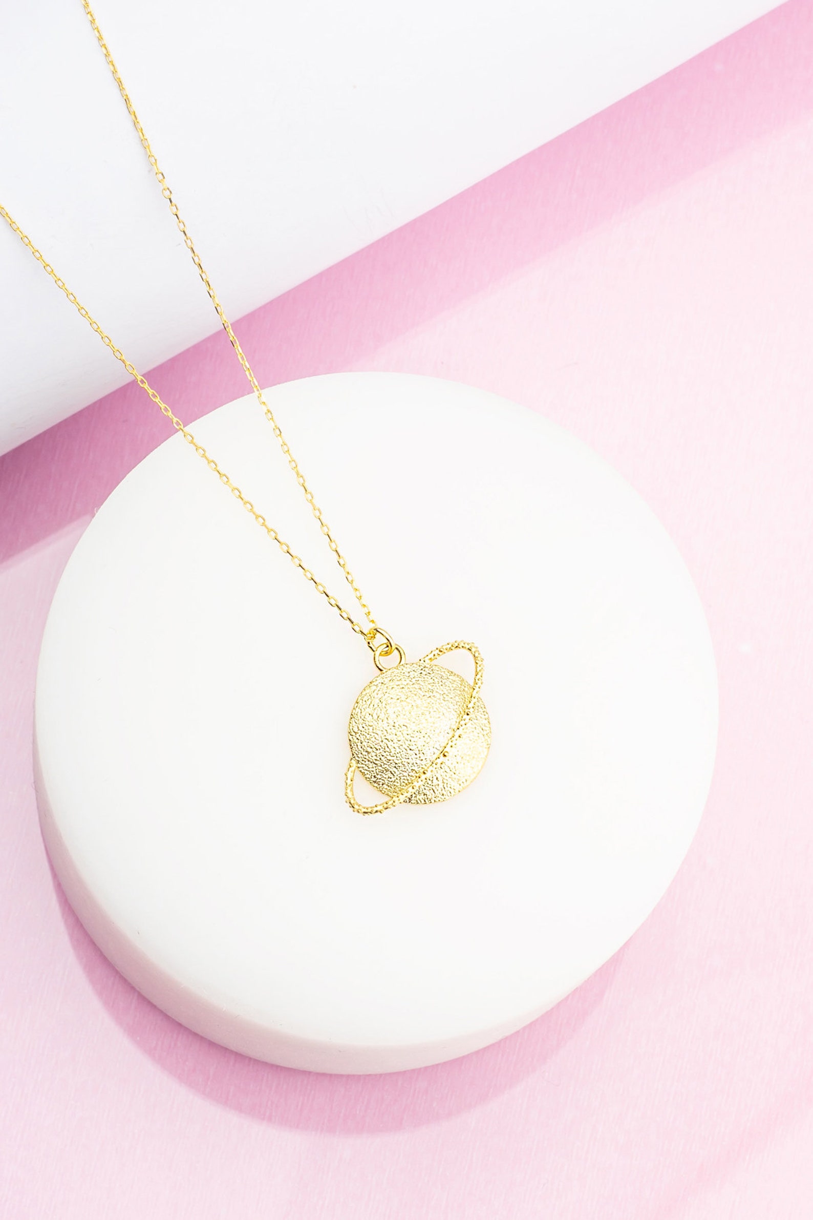 Sterling Silver Saturn Necklace: Handmade Planet Pendant - Etsy