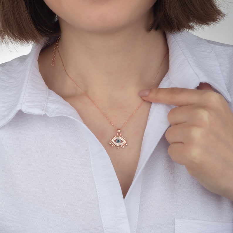 Silver Evil Eye Necklace Guardiain Eye Necklace Protector - Etsy