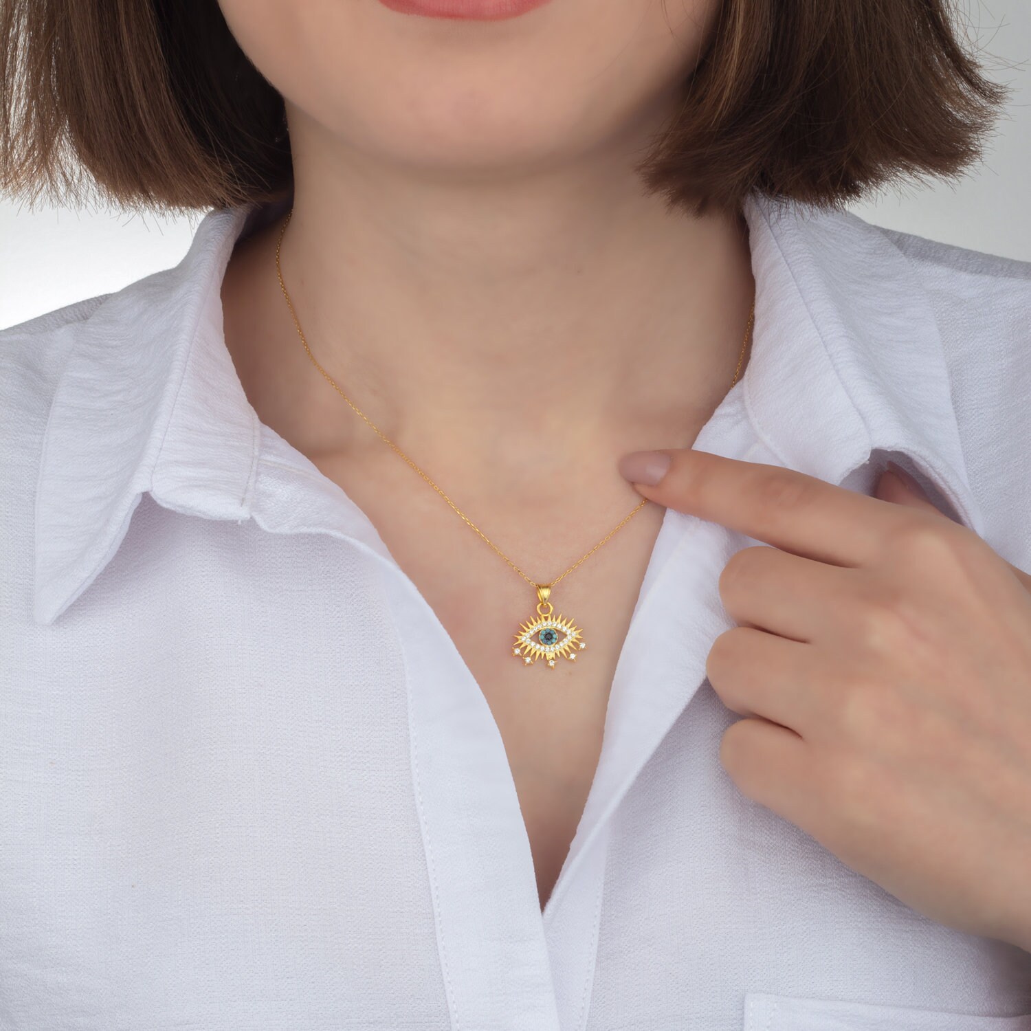 Silver Evil Eye Necklace Guardiain Eye Necklace Protector - Etsy