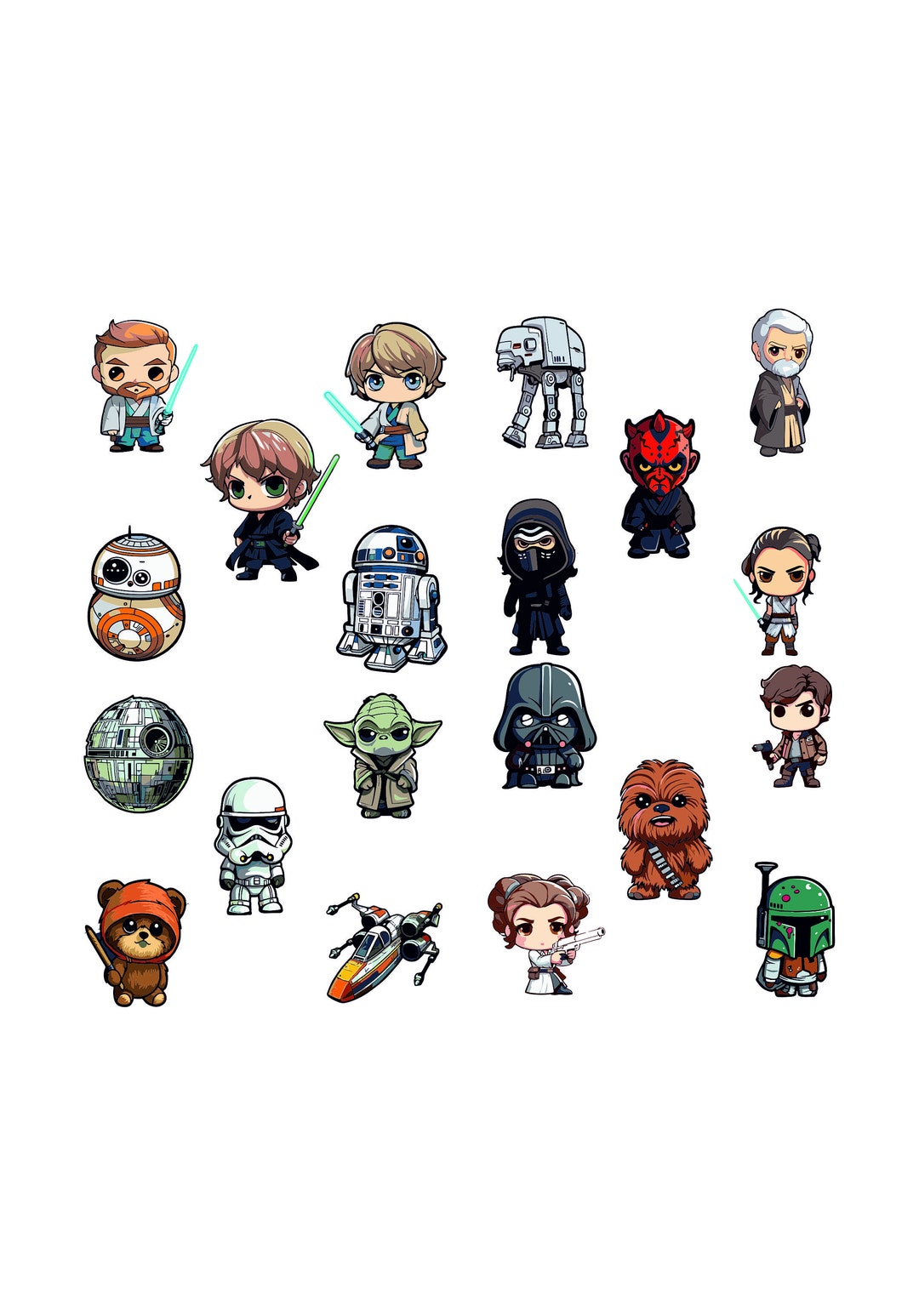 StarWars Sticker PNG SVG pes dxf pack / Clipart Vector Style - Etsy España