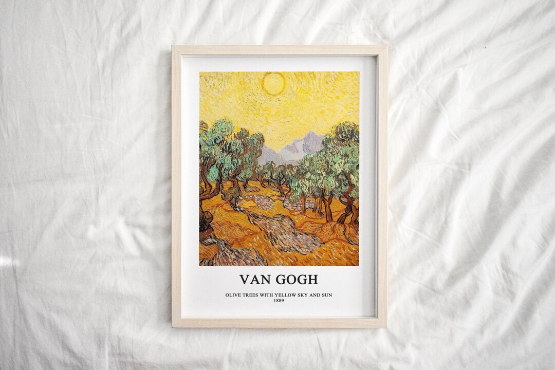Vincent Van Gogh Poster Print Olive Trees With Yellow Sky and Sun ...