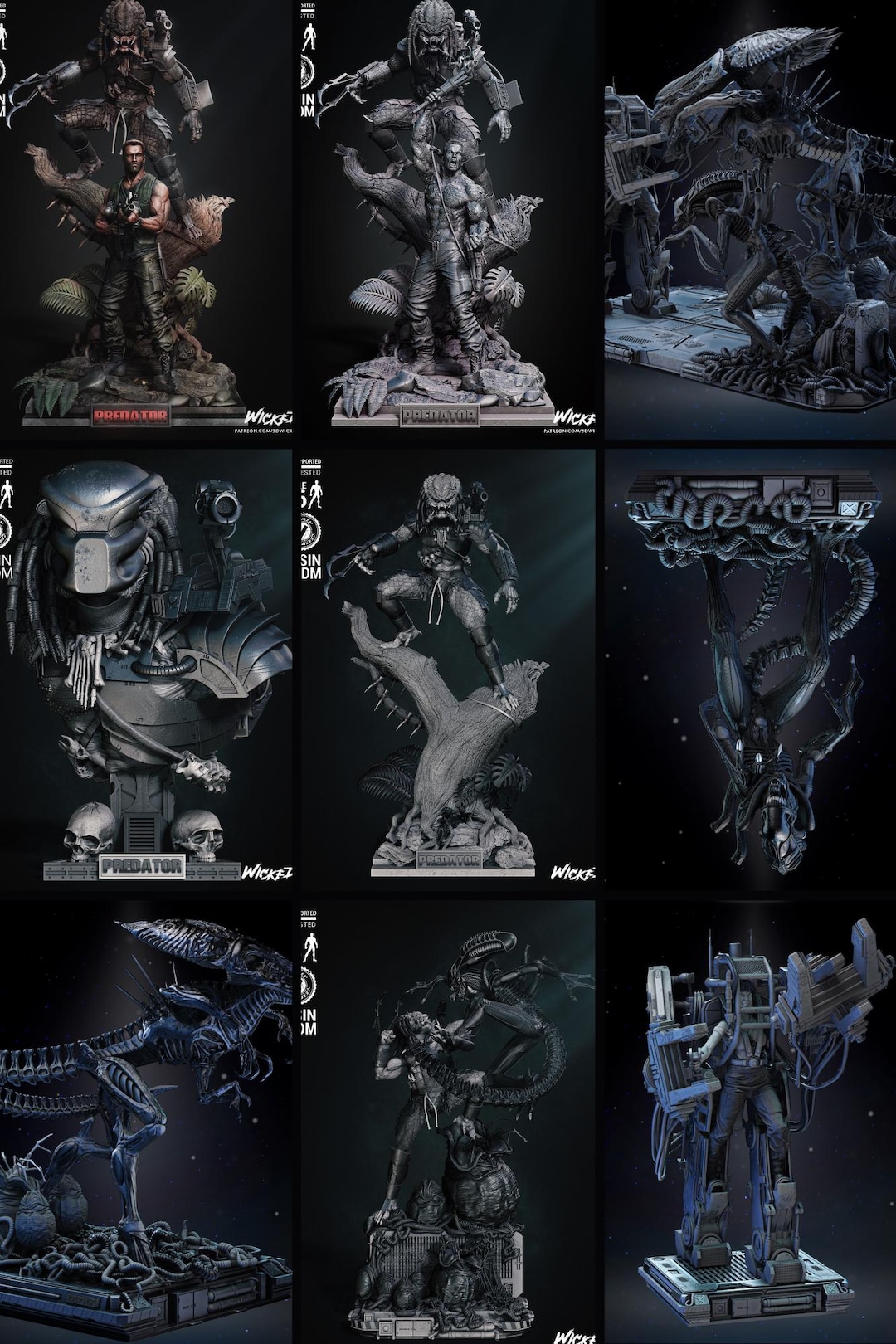 Predator Aliens 3d Print Diorama Statue Sculpture Model Bust Ripley ...