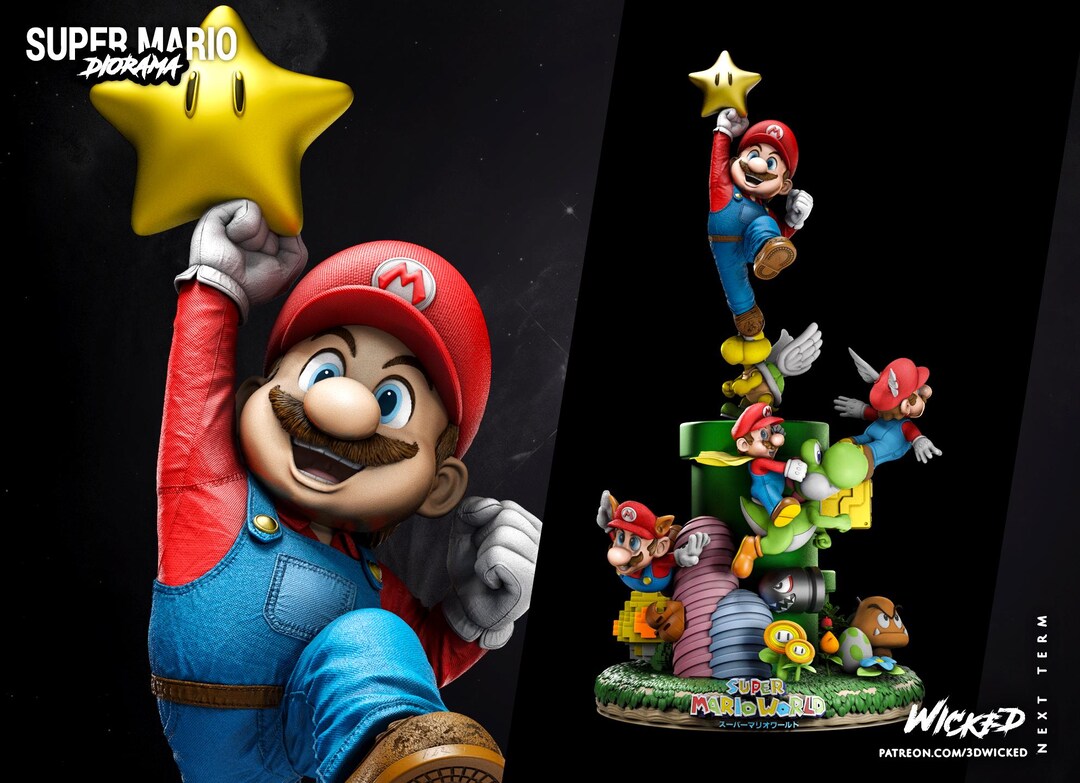 Mario Luigi Diorama 3d Printed Statue Sculpture Model Super Mario ...