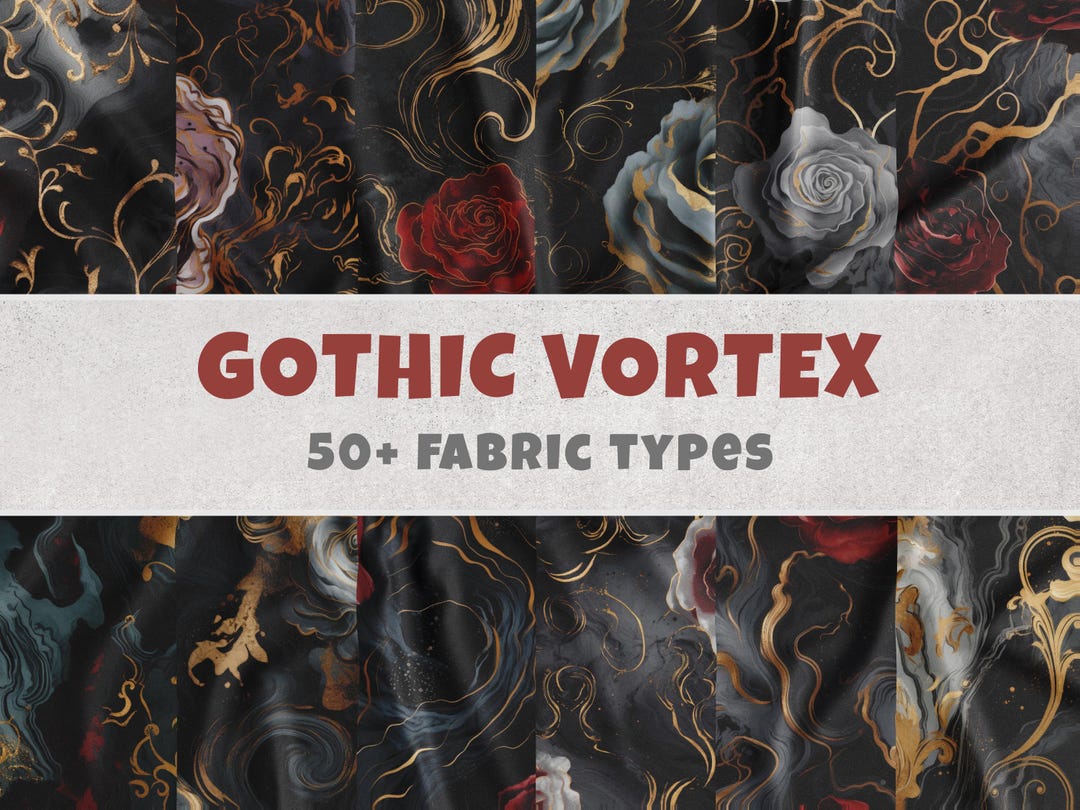 Gothic Floral Vortex Fabric by Meter, Fabric by Yard. Print on Cotton ...