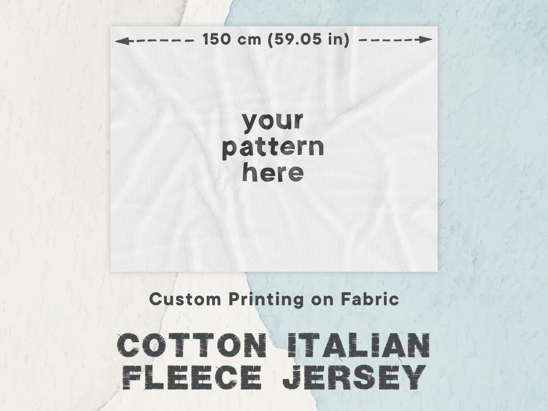 Custom Print on Cotton Italian Fleece Jersey Fabric With Your Design ...