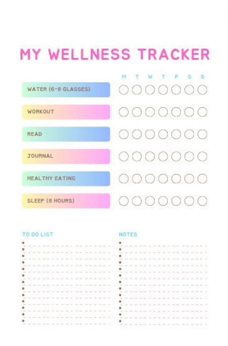 My Wellness Tracker Digital Download Healthy Habits Tracker, To-do List ...