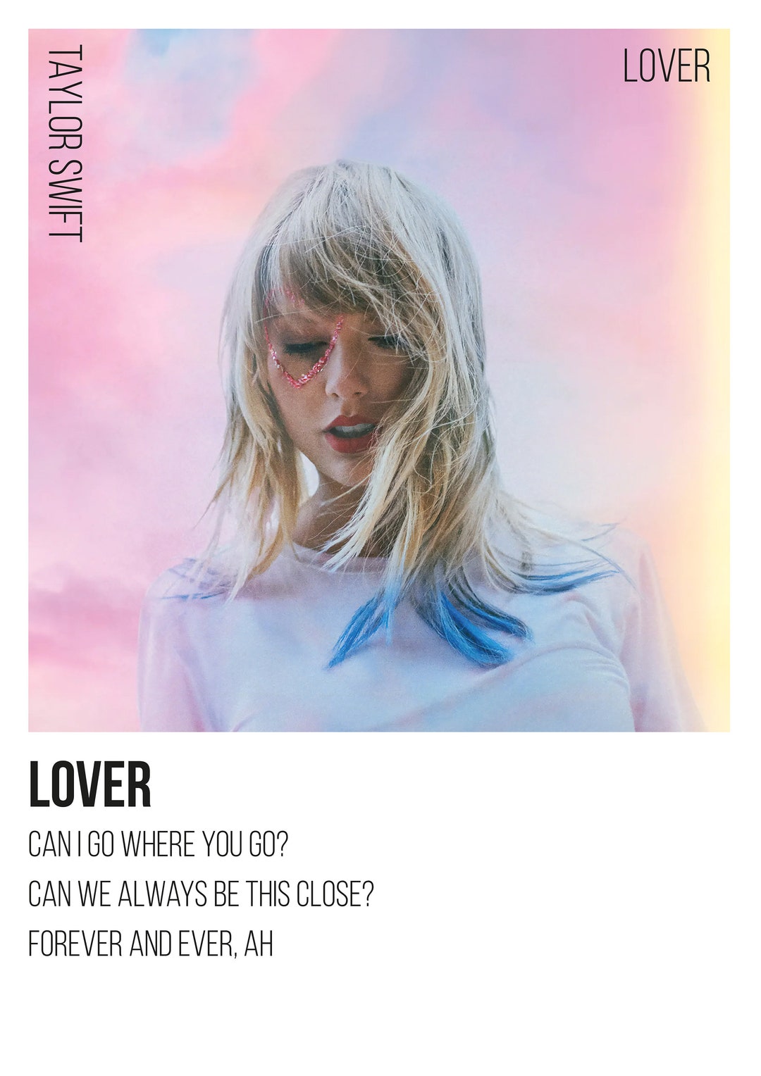 Taylor Swift Lover A4 Poster to Print at Home Lyrics - Etsy