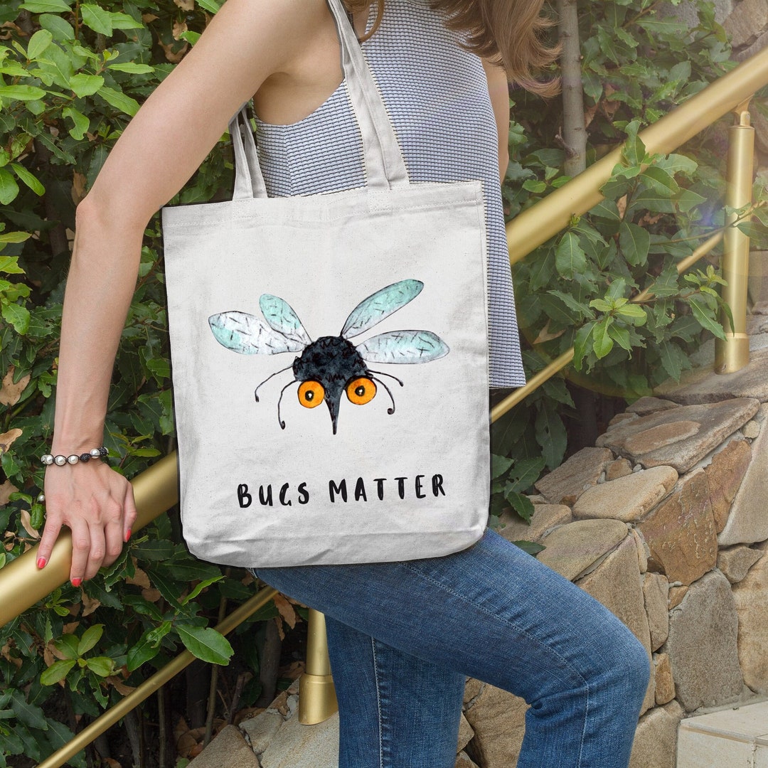 Eco Friendly Canvas Tote Bag, Cute Everyday Bag, Whimsical Insect ...
