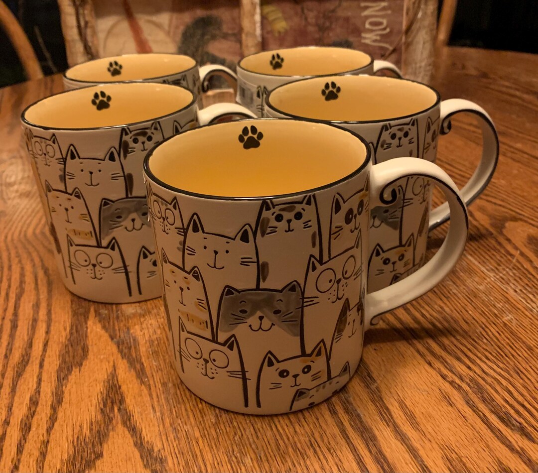 New Spectrum Designz Set of 5 Cat Pattern Coffee 20oz Mugs - Etsy