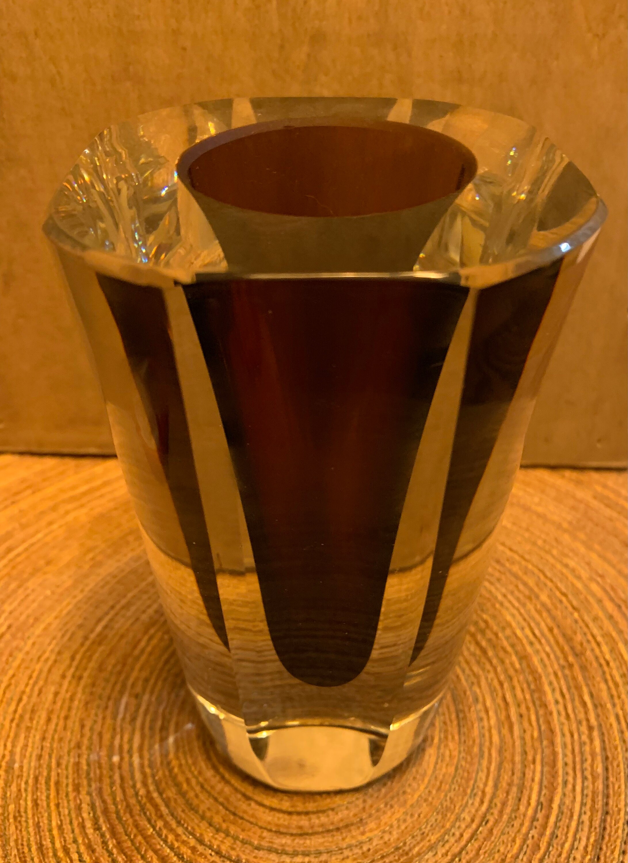 Vintage Faceted Murano Art Glass Solid Cranberry Vase - Etsy