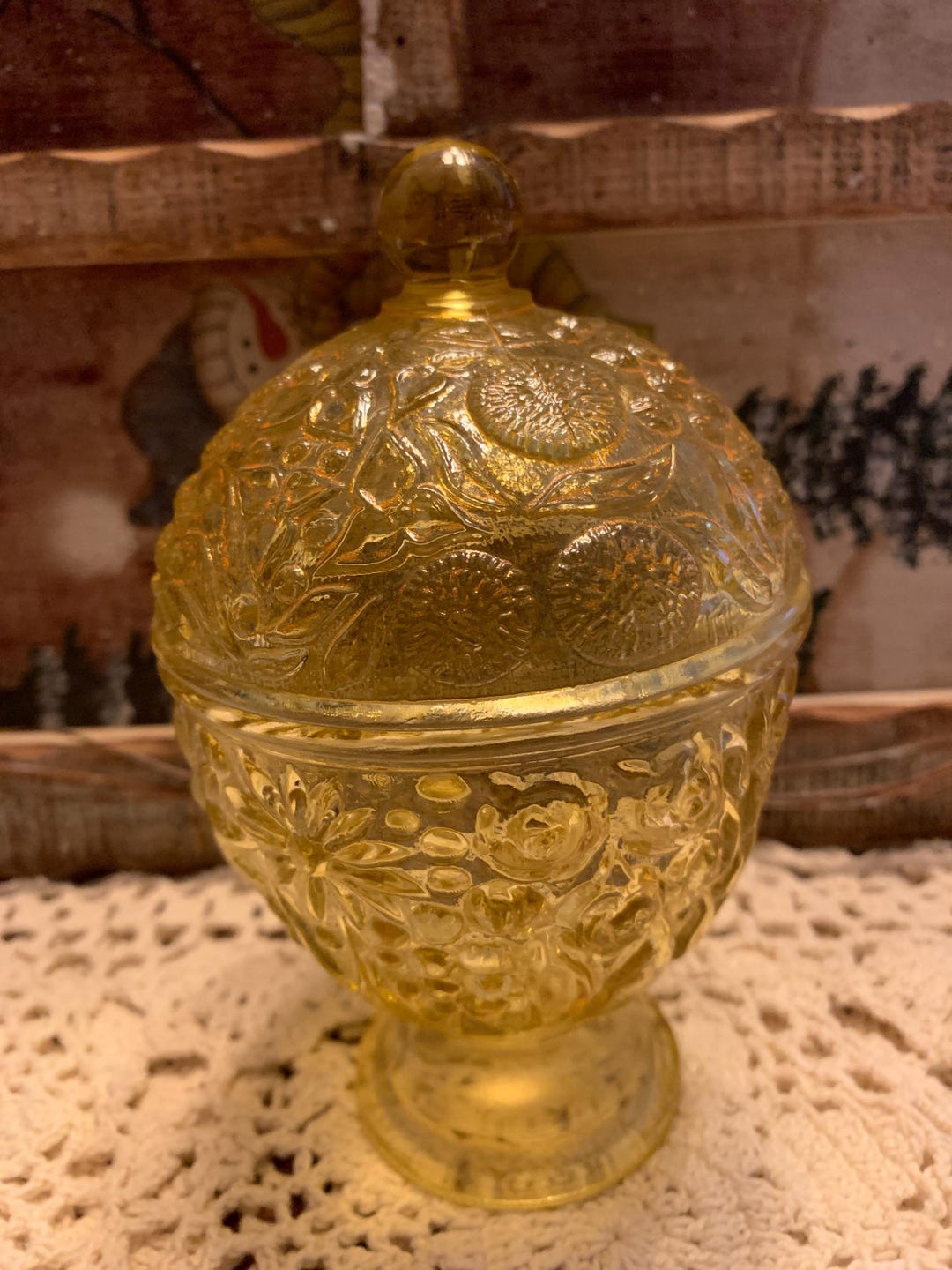 Yellow Avon Glass Jar With Lid - Etsy