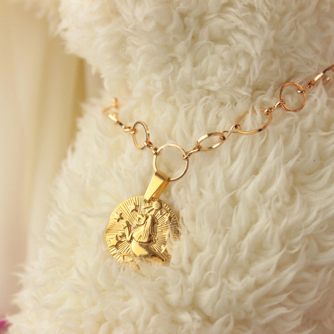 Labubu Gold Chain Necklace With Zodiac Sign, Personalized Labubu ...