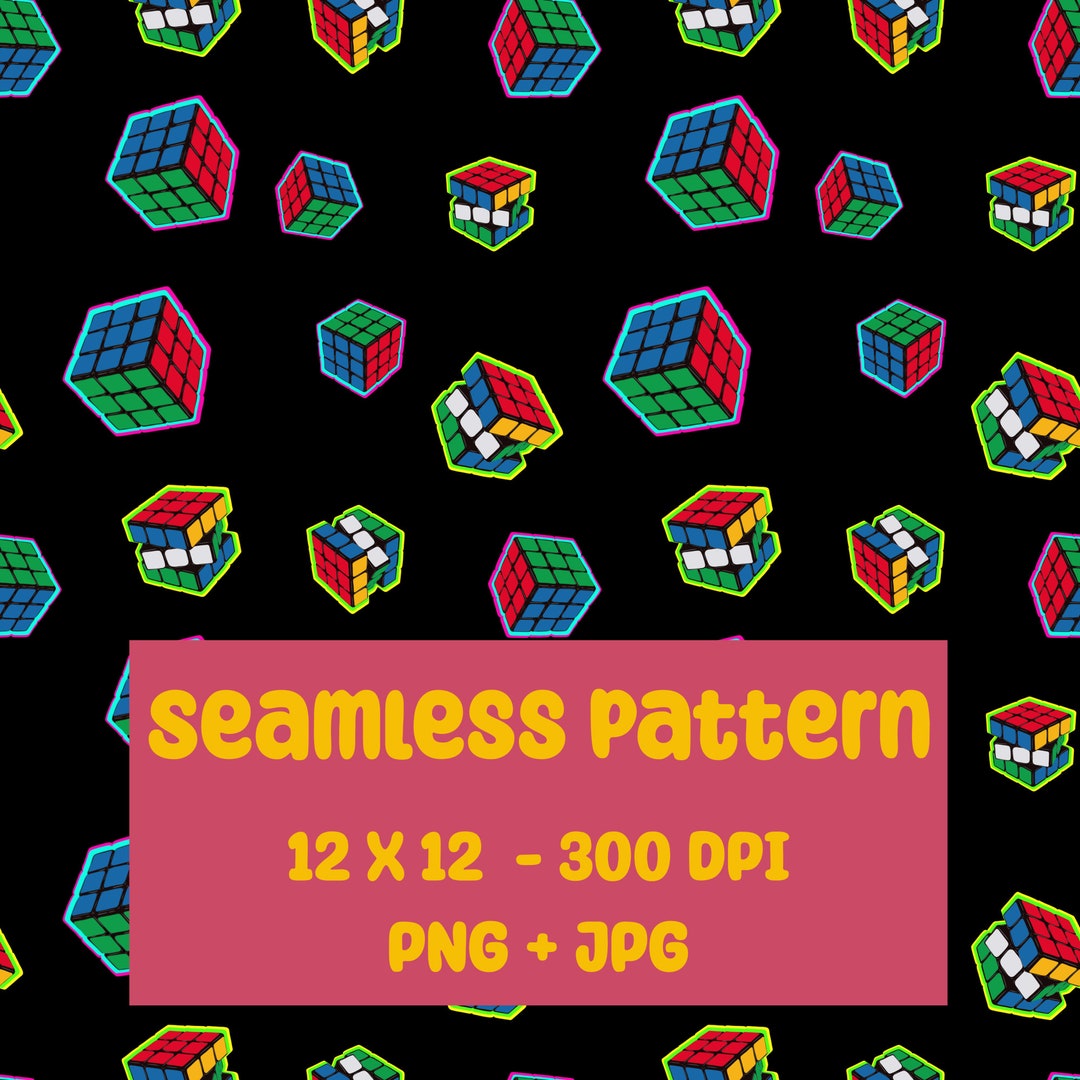 Classic Retro Rubik's Cube, Digital Download, Repeat Seamless Pattern ...
