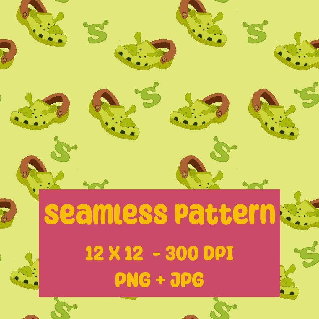 Shrek Crocs, Sublimation, Printable Repeat Seamless Pattern, Digital ...