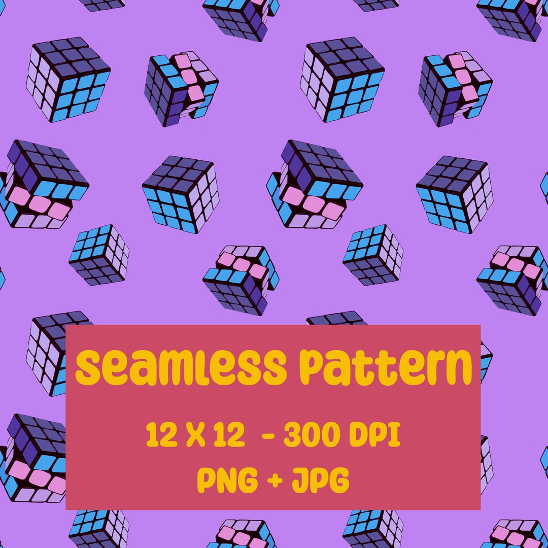 Purple, Retro Rubik's Cube, Repeat Seamless Pattern, Digital Download ...