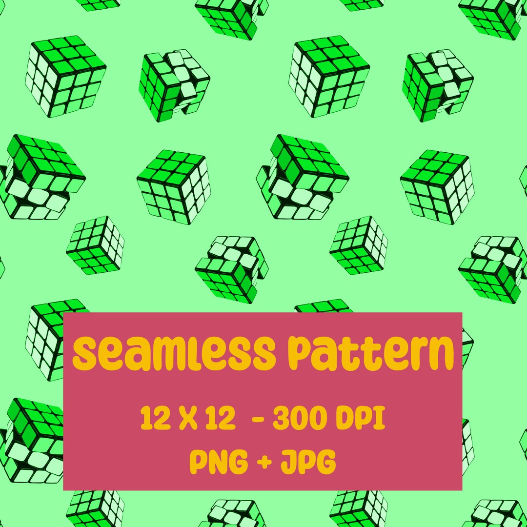 Green Retro Rubik's Cube, Digital Download, Repeat Seamless Pattern ...
