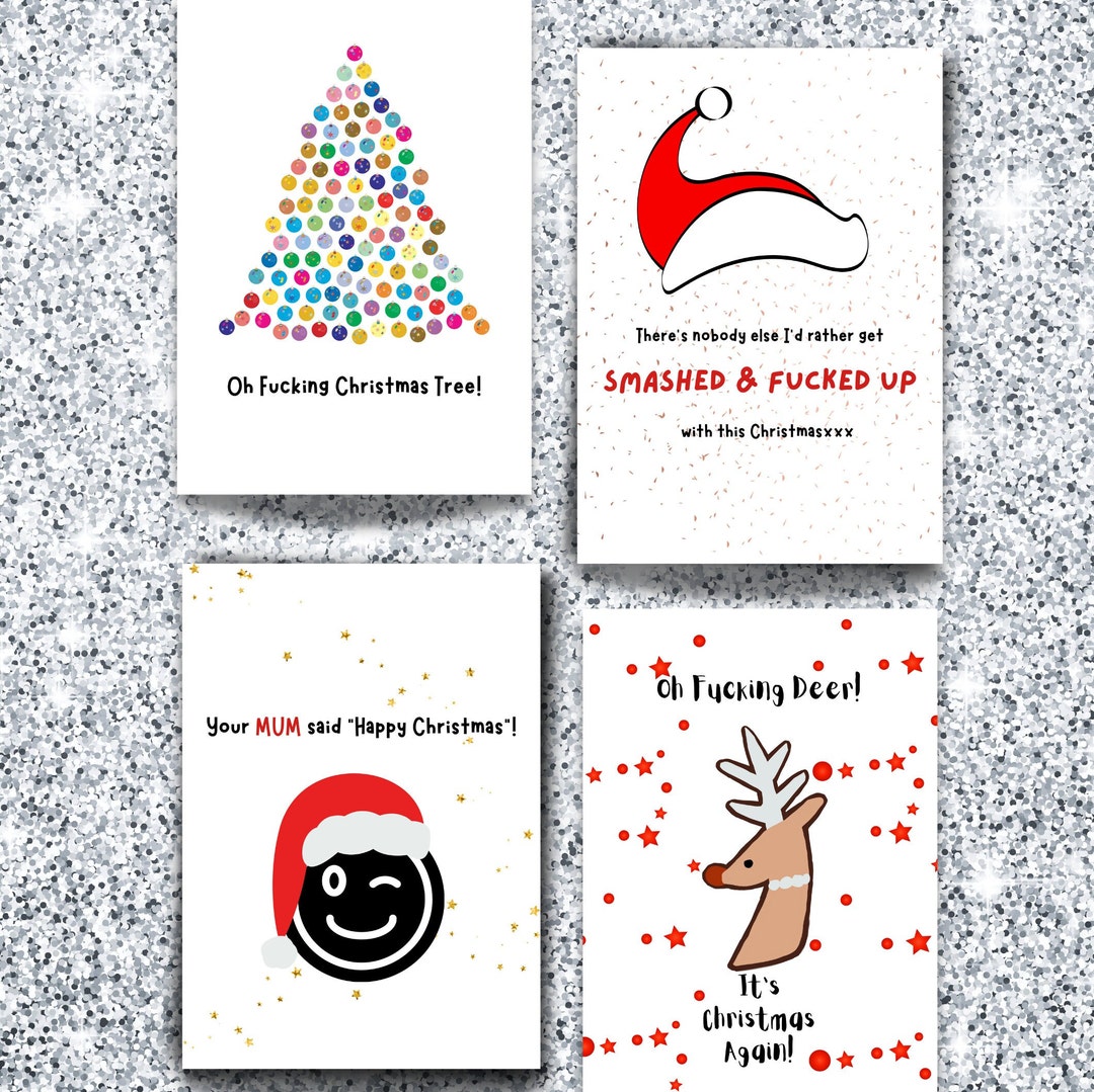 Multi Pack of 4 Banter Rude Christmas Cards 2022, Funny, Offensive ...