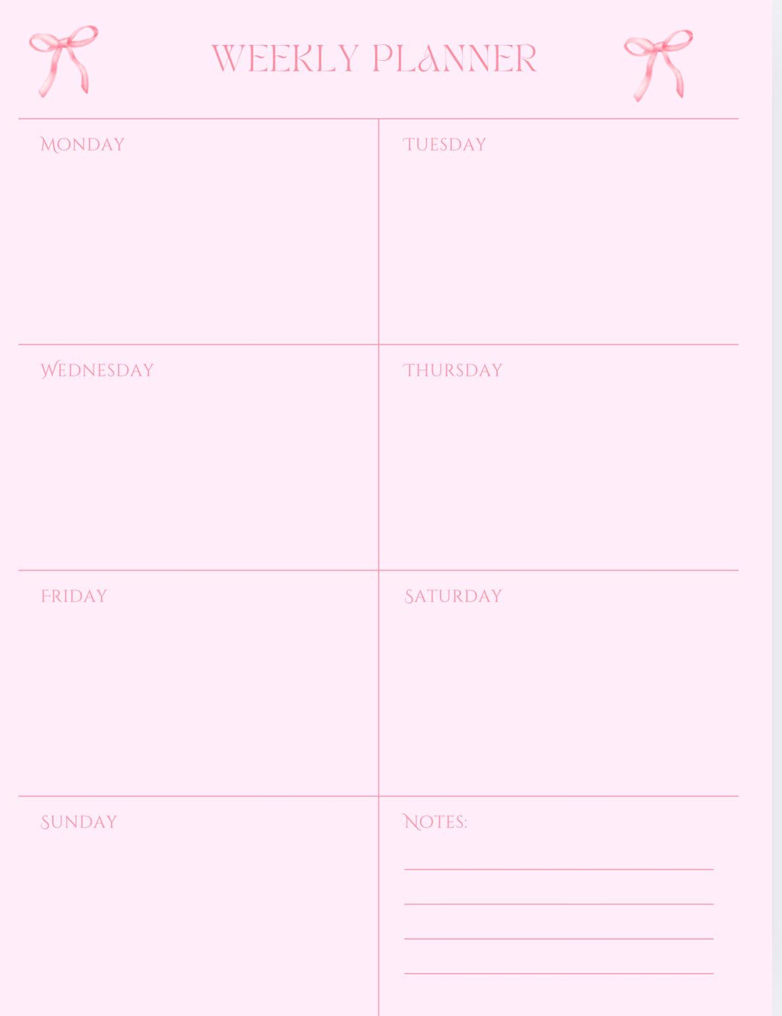 2025 Coquette Digital & Printable Weekly Planner- Chic and Stylish ...