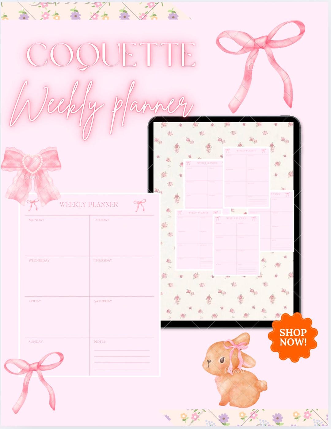 2025 Coquette Digital & Printable Weekly Planner- Chic and Stylish ...