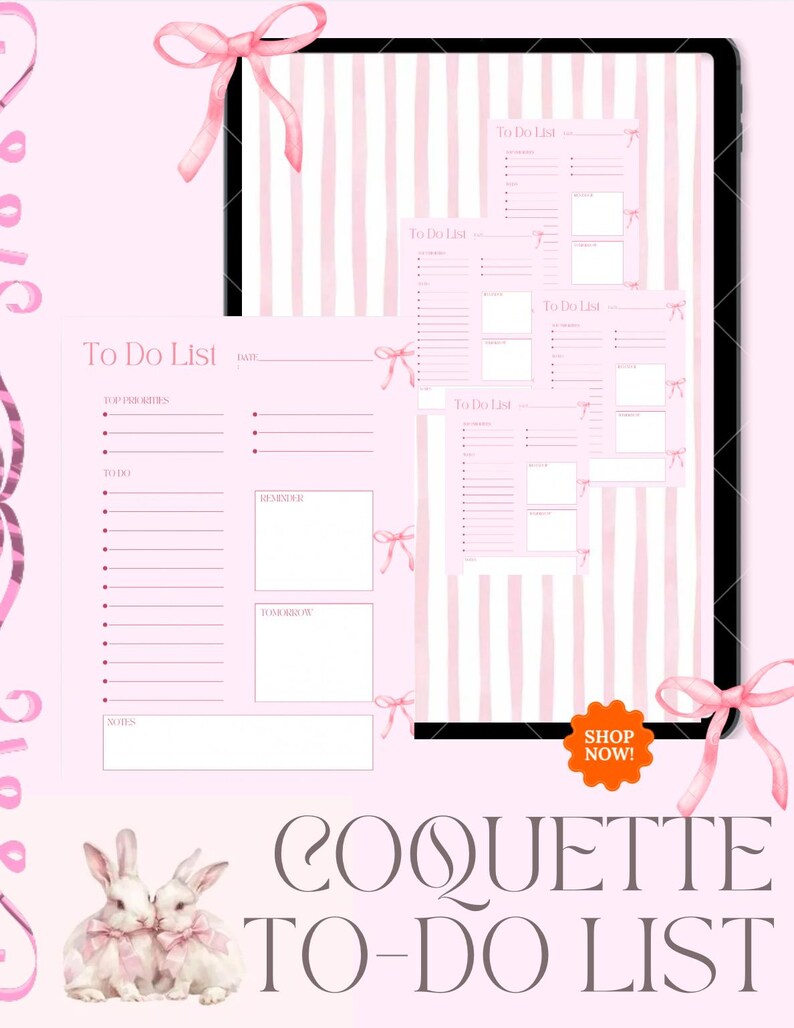 2025 Coquette Digital & Printable To Do List Planner Organize Your Year ...