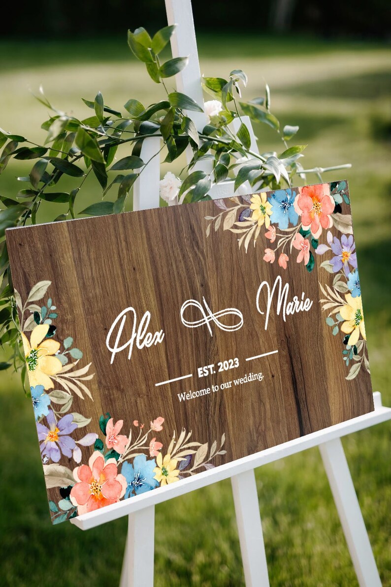 Rustic Wedding Sign, Personalized Welcome to Our Wedding Sign, Modern ...