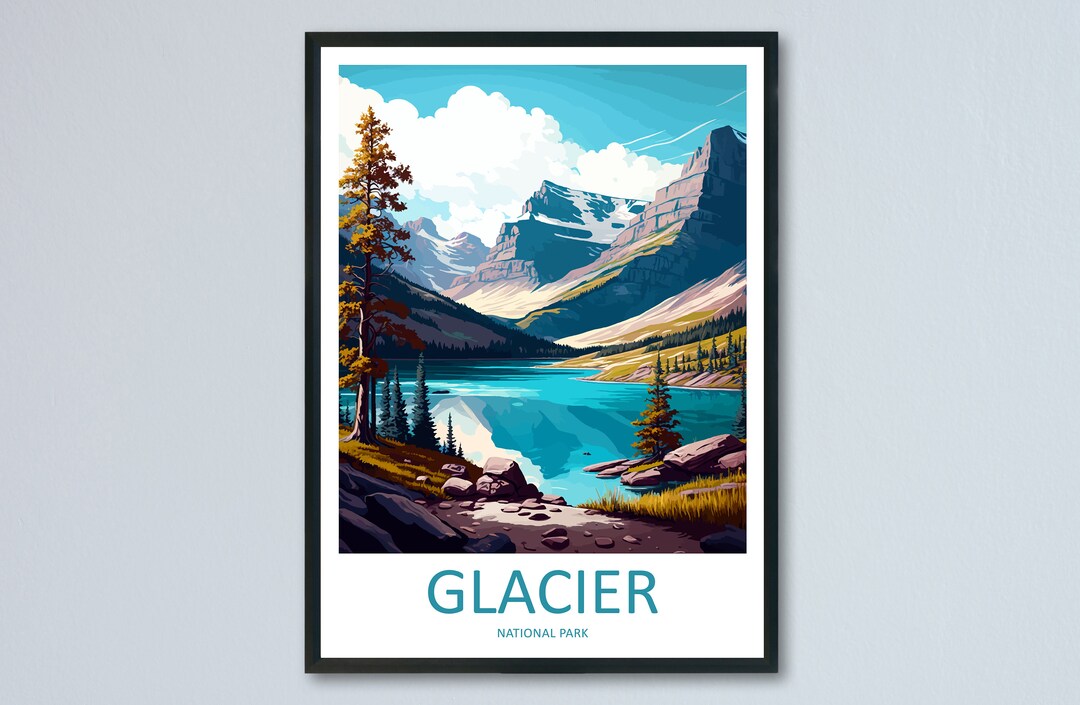 Glacier National Park Travel Print Wall Art Glacier National Park Wall ...