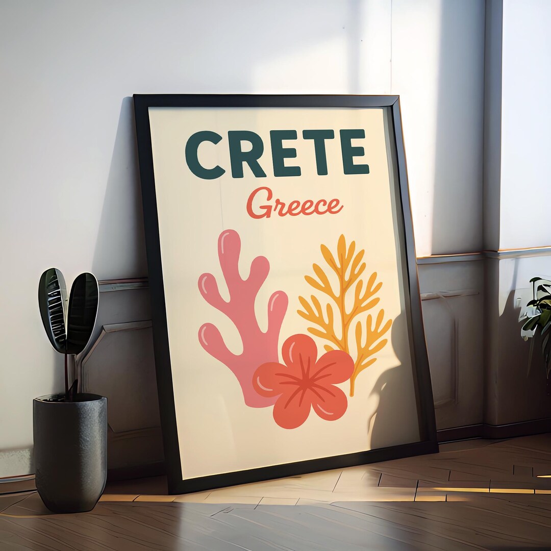 Crete Preppy Poster Wall Art Crete Wall Decor Home Décor Crete Gift ...