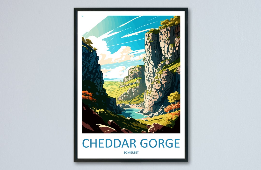 Cheddar Gorge Travel Print Wall Art Cheddar Gorge Wall Hanging Home ...