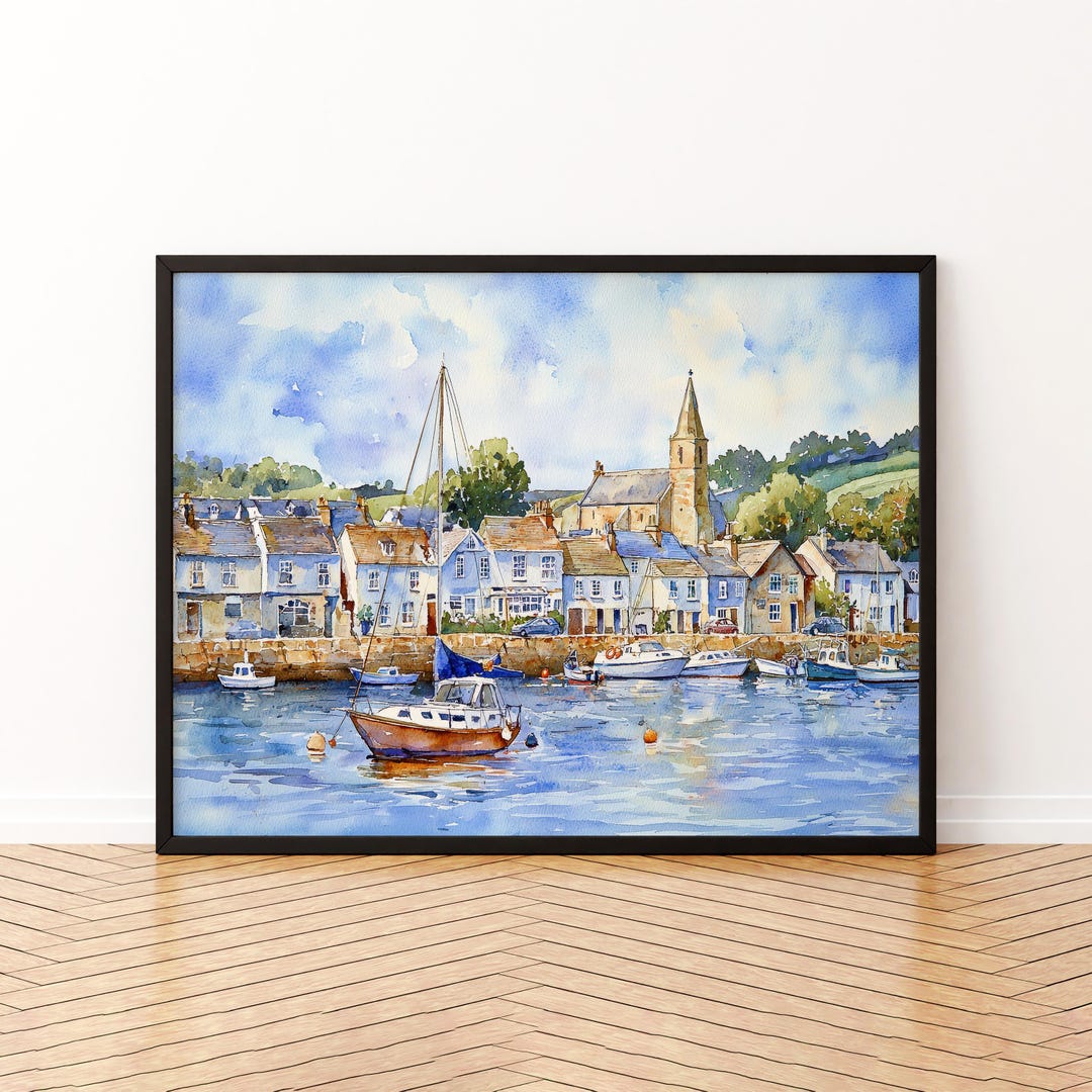 Appledore Devon Watercolor Poster Appledore Travel Print Harbour ...