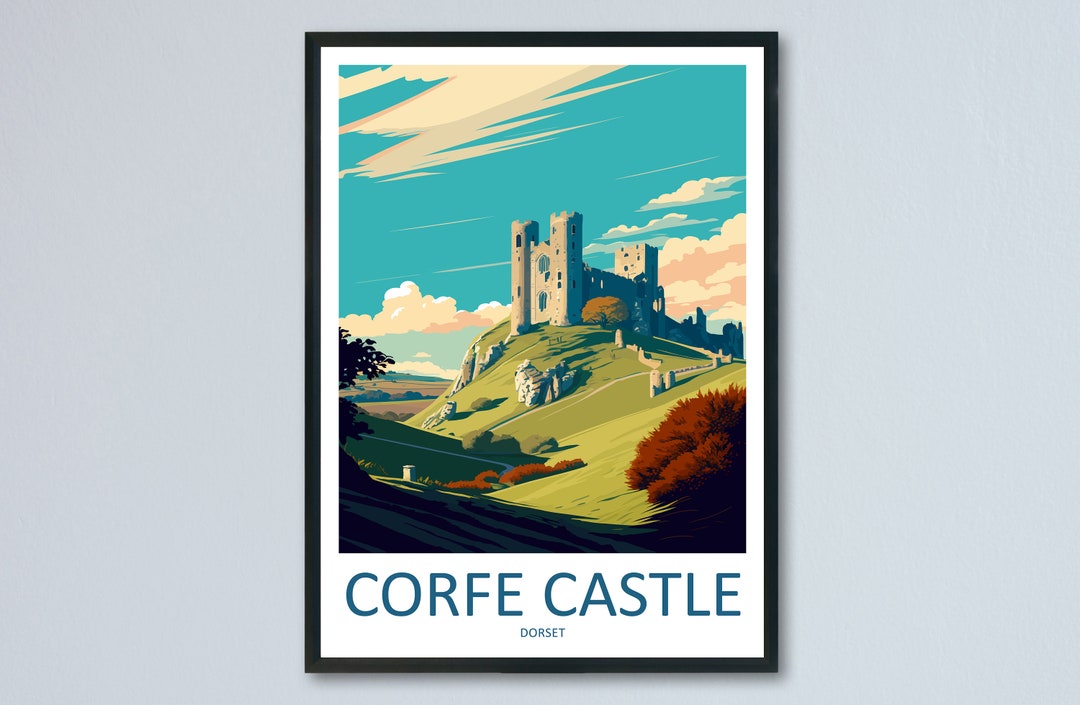 Corfe Castle Travel Print Wall Art Corfe Castle Wall Hanging Home Décor ...