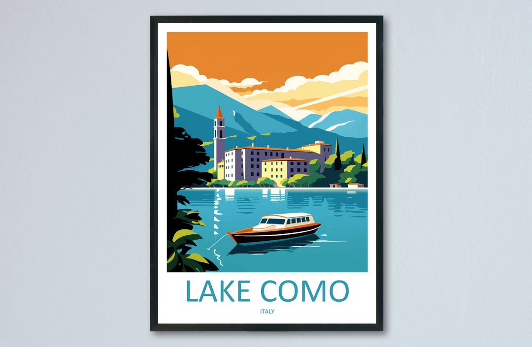 Lake Como Travel Print Wall Art Lake Como Italy Wall Hanging Home ...