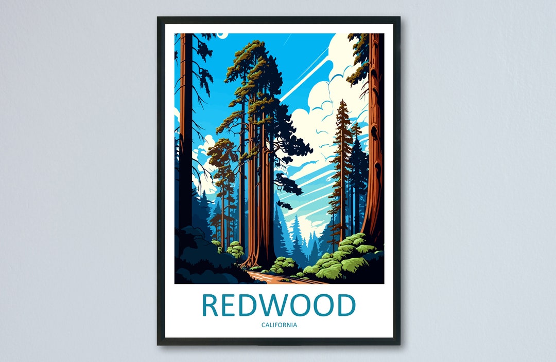 Redwood National Park Travel Print Wall Art Redwood Wall Hanging Home ...