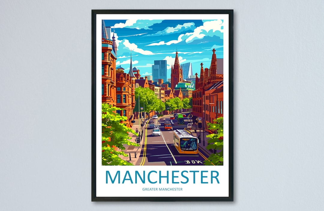 Manchester Travel Print Wall Art Manchester Wall Hanging Home Décor ...