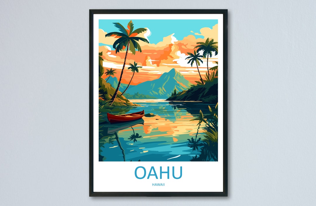 Oahu Travel Print Wall Art Oahu Wall Hanging Home Décor Oahu Gift Art ...
