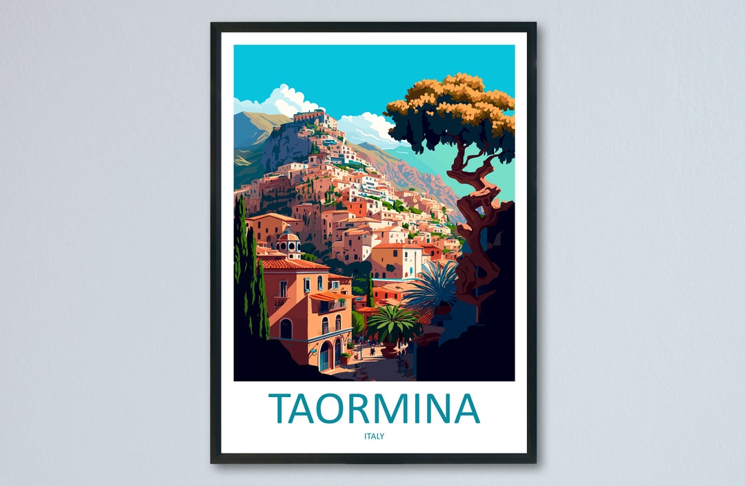 Taormina Travel Print Wall Art Taormina Wall Hanging Home Décor ...