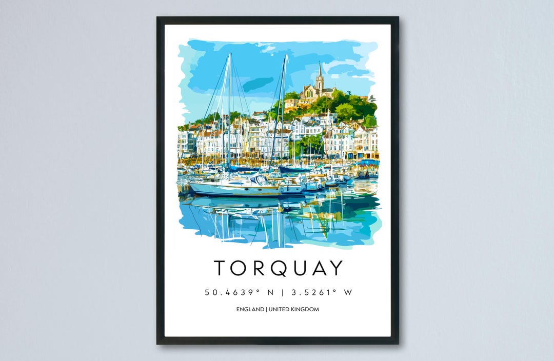 Torquay Watercolor Poster Torquay Devon Travel Print Wall Art Torquay ...