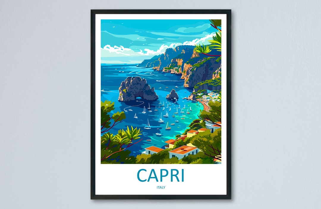 Capri Travel Print Wall Art Capri Italy Wall Hanging Home Decoration Capri Gift Art Lovers Wall ...