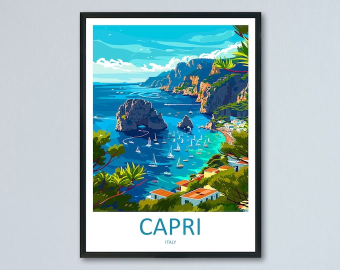 Capri Art Print Skyline, Capri Poster, Vertical Print, Capri Italy ...