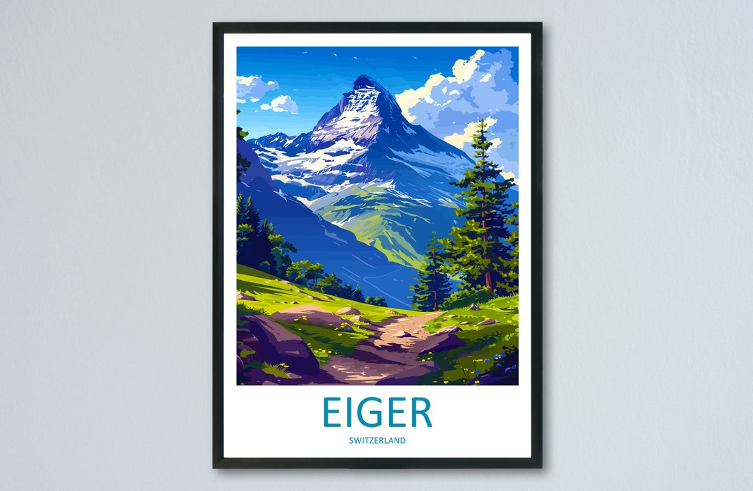 Eiger Travel Print Wall Art Eiger Wall Hanging Home Décor Eiger Gift ...