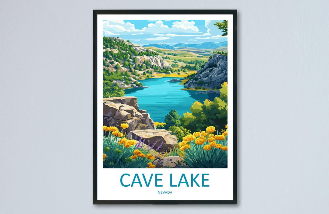 Cave Lake Travel Print Cave Lake Wall Decor Nevada Cave Lake Art Cave ...