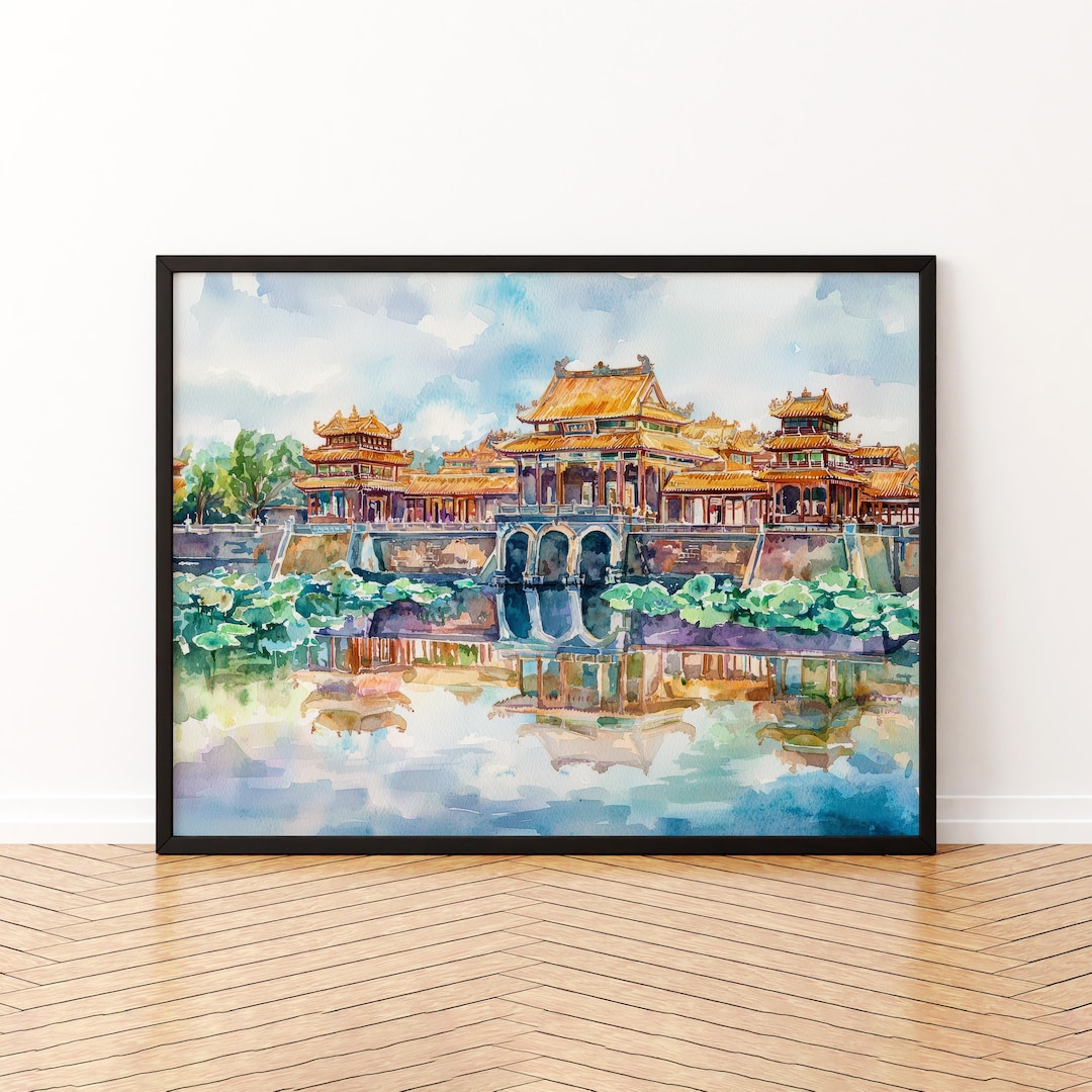 Hue Vietnam Watercolor Poster Hue Travel Print Imperial City Painting ...