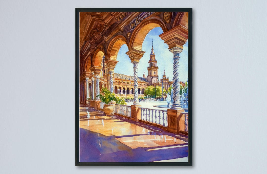 Seville Watercolor Poster Spain Travel Print Wall Art Home Decor Gift ...