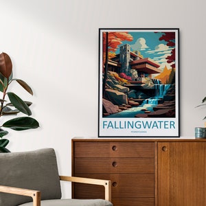 Fallingwater Travel Print Wall Art Fallingwater Wall Hanging Home Décor ...