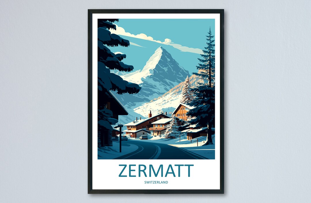 Zermatt Travel Print Wall Art Zermatt Wall Hanging Home Décor Zermatt ...
